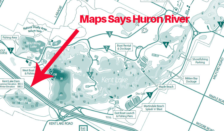 Old & New Kent Lake Map of Huron River - Eternal Angler